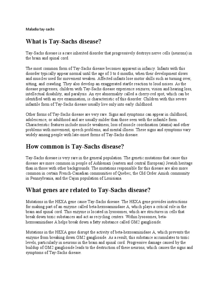 What Is Tay-Sachs Disease? | PDF | Epidemiology | Medical Genetics
