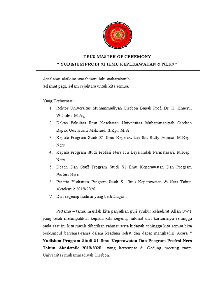 Teks MC YUDISIUM | PDF