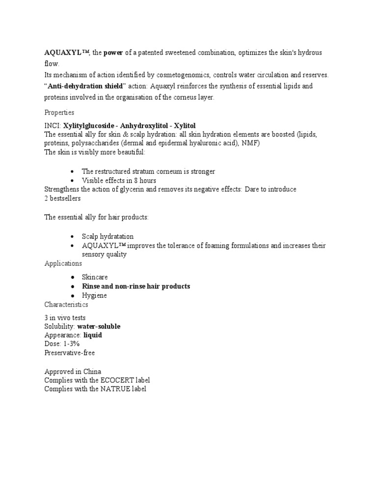 AQUAXYL™, The Power of A Patented Sweetened Combination, Optimizes The ...