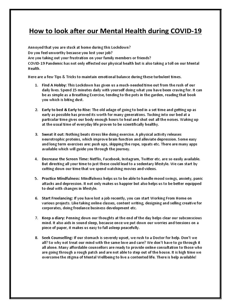 Content - Mental Health | PDF | Mental Health | Mindfulness