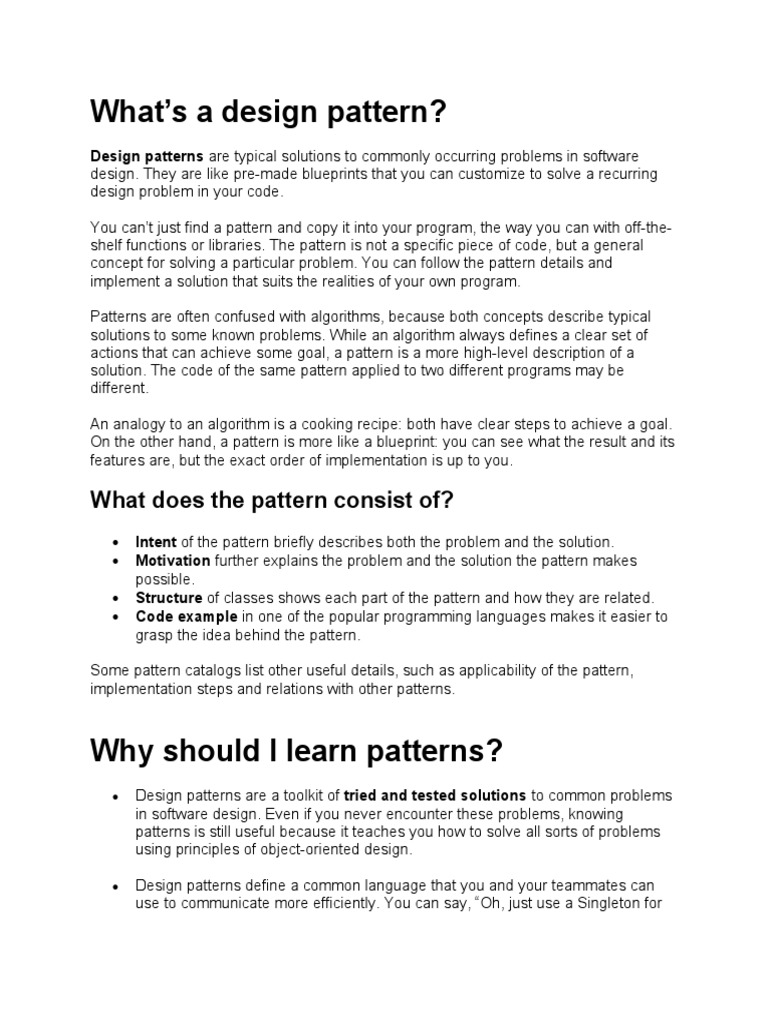 Design Ptterns | Download Free PDF | Software Design Pattern | Class (Computer Programming)