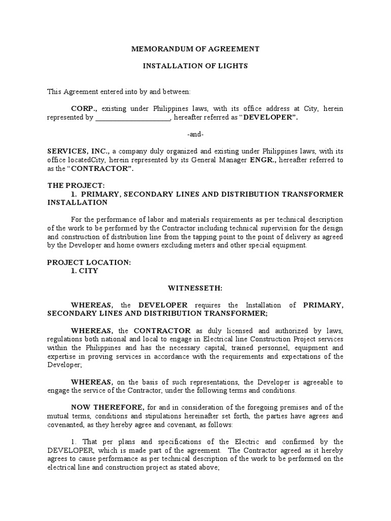 Memorandum of Agreement | PDF | Employment | Bonds (Finance)