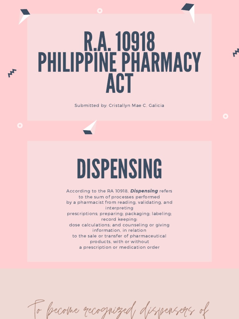 R.A. 10918 Philippine Pharmacy Act | PDF | Pharmacy | Pharmacist