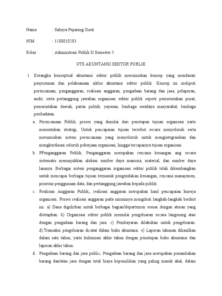 Uts Akuntansi Sektor Publik | PDF
