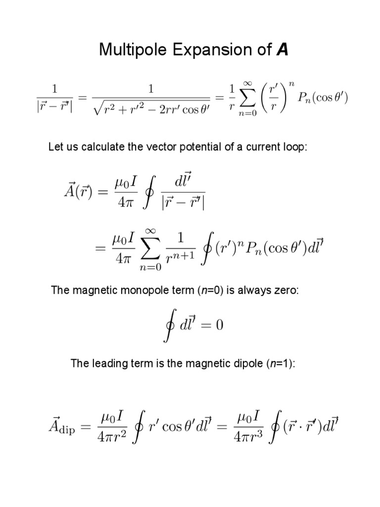 Multipole Expansion of A: Let Us Calculate The Vector Potential of A Current Loop | PDF