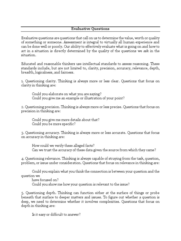Lesson 2 - Evaluative Questions | PDF | Career & Growth