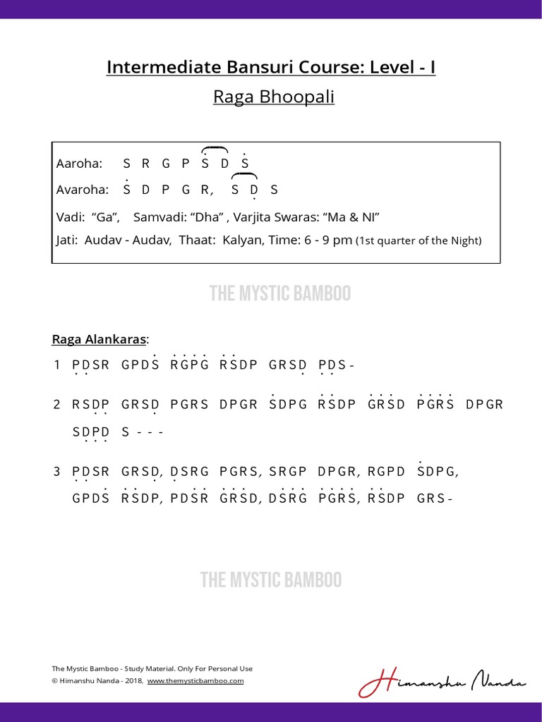 Raga Bhoopali PDF | PDF | Classical And Art Music Traditions