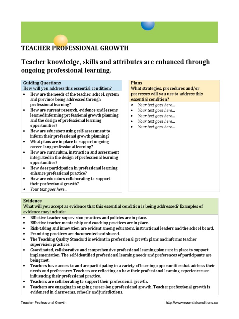 Teacher Knowledge, Skills and Attributes Are Enhanced Through Ongoing ...