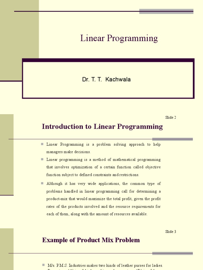 LP Formuln & Optim Soln | PDF | Mathematical Optimization | Linear Programming