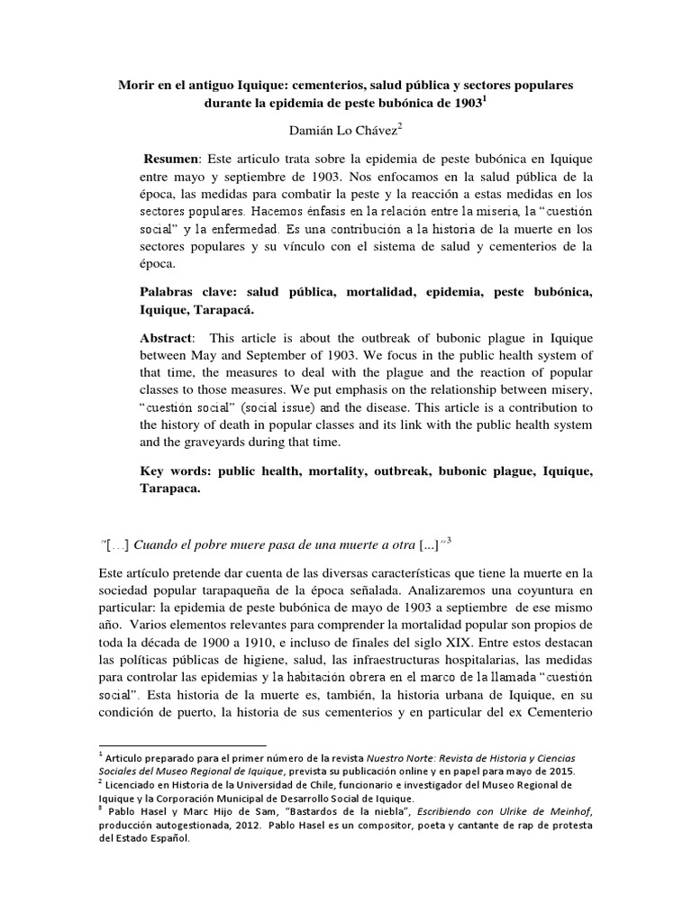 Epidemia de peste en Iquique 1903 | PDF | Santiago | Chile
