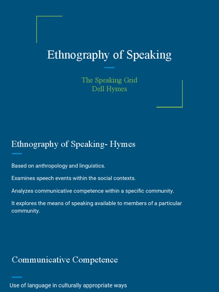 Ethnography of Speaking: The Speaking Grid Dell Hymes | PDF | Semiotics ...