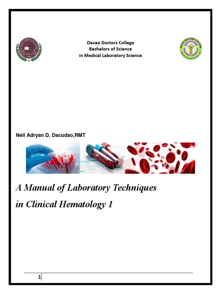 A Manual of Laboratory Techniques in Clinical Hematology 1 | PDF ...