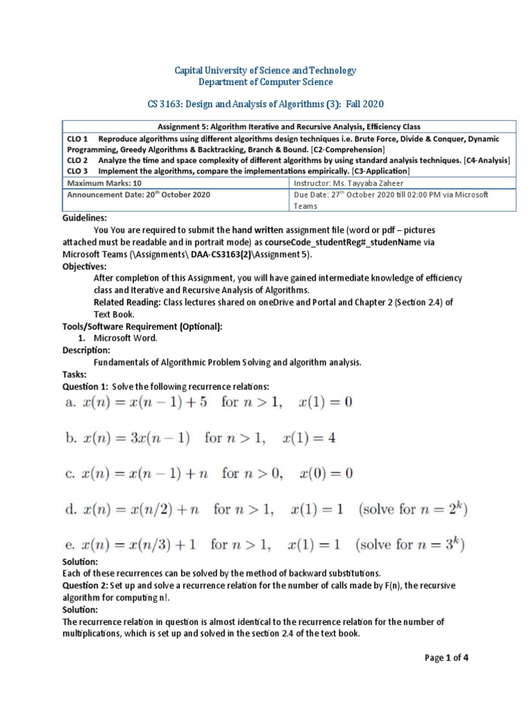 Capital University of Science and Technology Department of Computer Science CS 3163: Design and ...