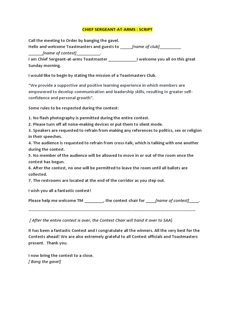 SAA Script For Contest PDF | PDF