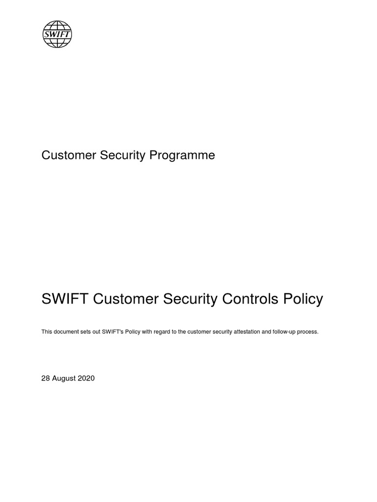 Swift Customer Security Controls Policy Pdf Ip Multimedia Subsystem