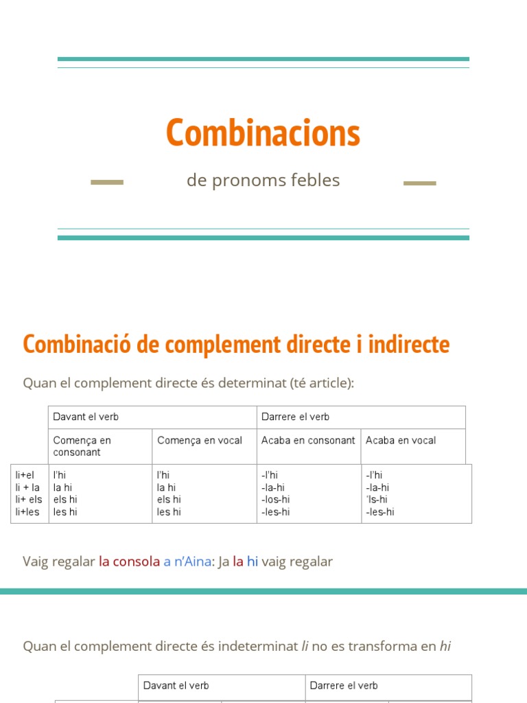 Combinacions de Pronoms Febles | PDF