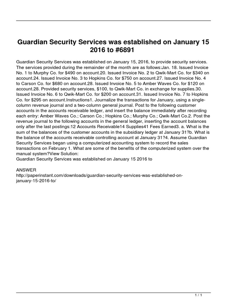 Guardian Security Services Transactions | PDF | Service Industries ...