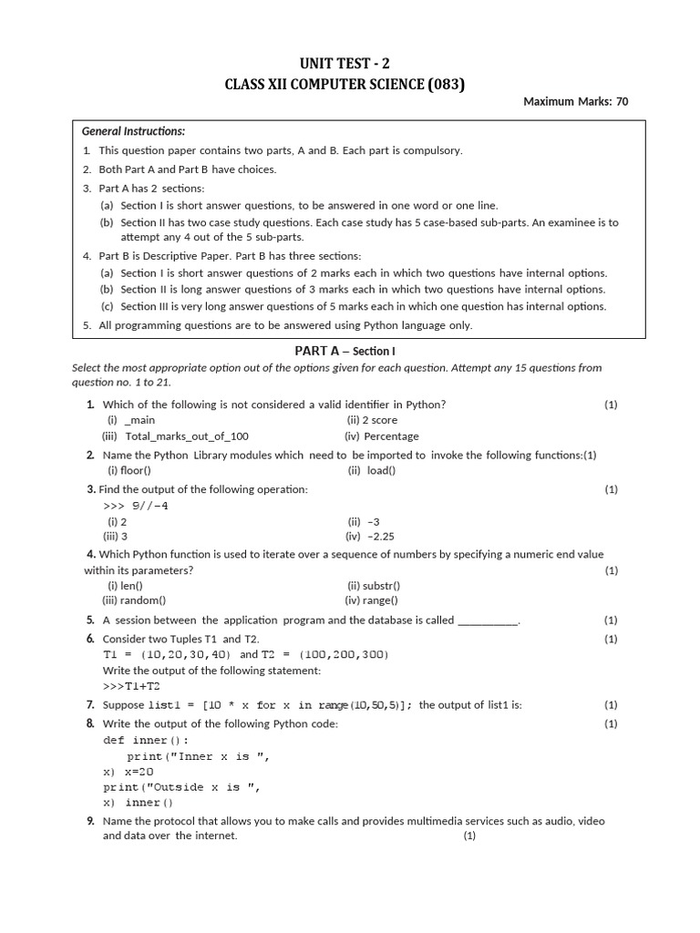 Python-Unit Test-2 | PDF | Table (Database) | Computer Network