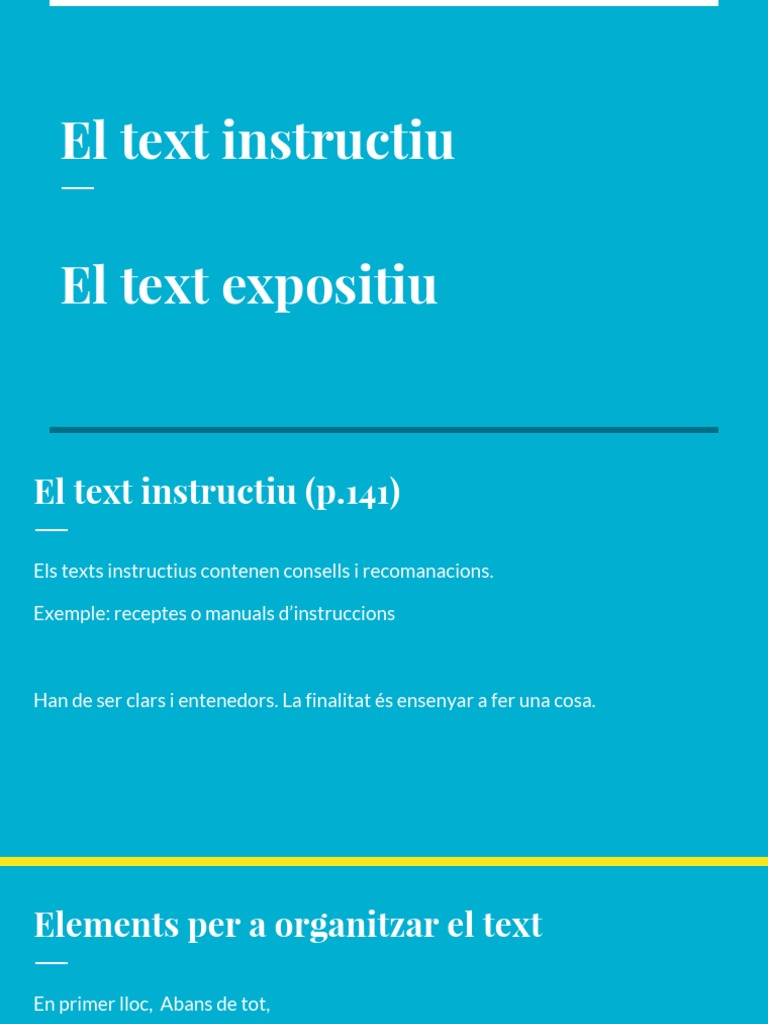 El Text Instructiu El Text Expositiu | PDF