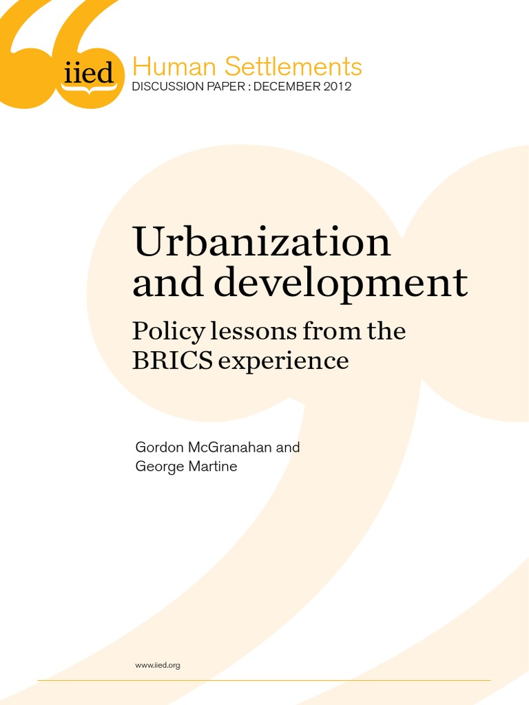 Urbanization and Development: Human Settlements | PDF | Bric | Urbanization