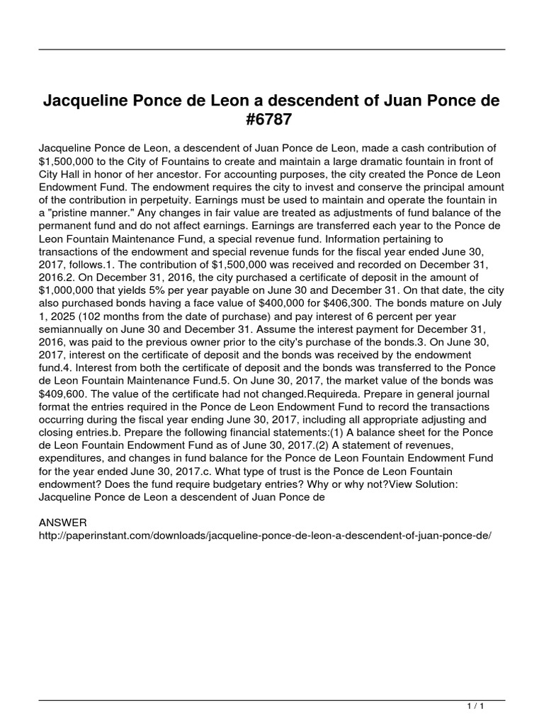 Jacqueline Ponce de Leon A Descendent of Juan Ponce de | PDF ...