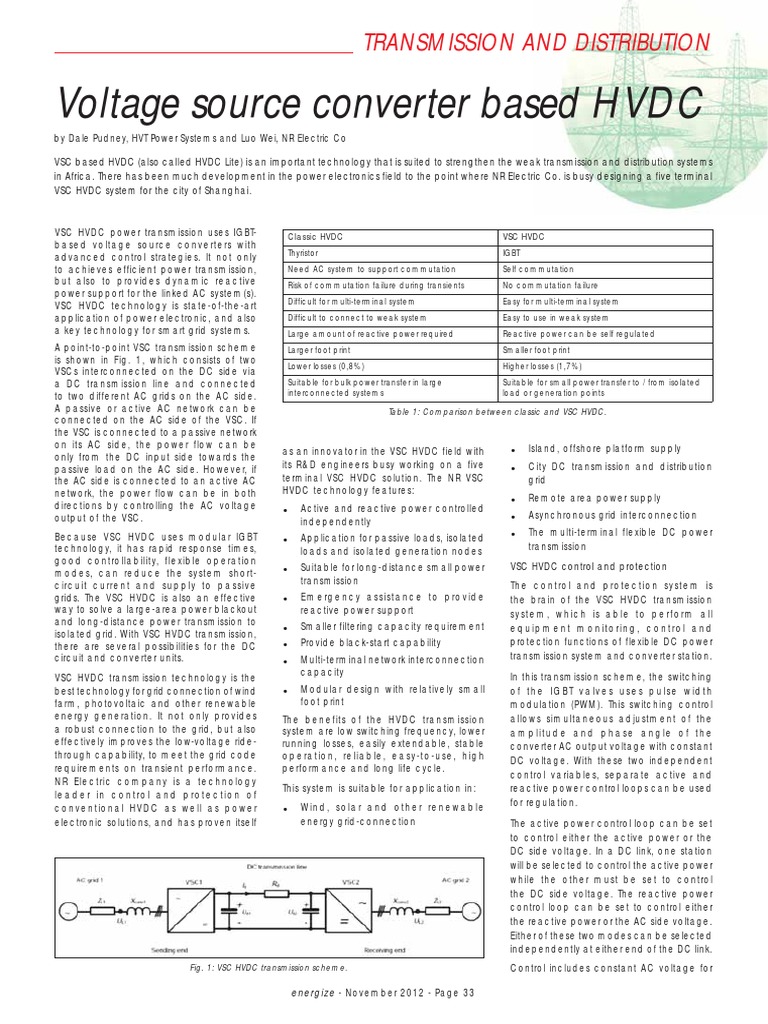 Voltage Source Converter Based HVDC: Transmission and Distribution ...