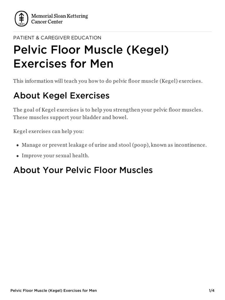 Pelvic Floor Muscle (Kegel) Exercises For Men | PDF | Urinary ...