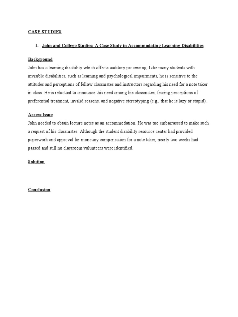 Case Studies 2020 Pdf Visual Impairment Disability