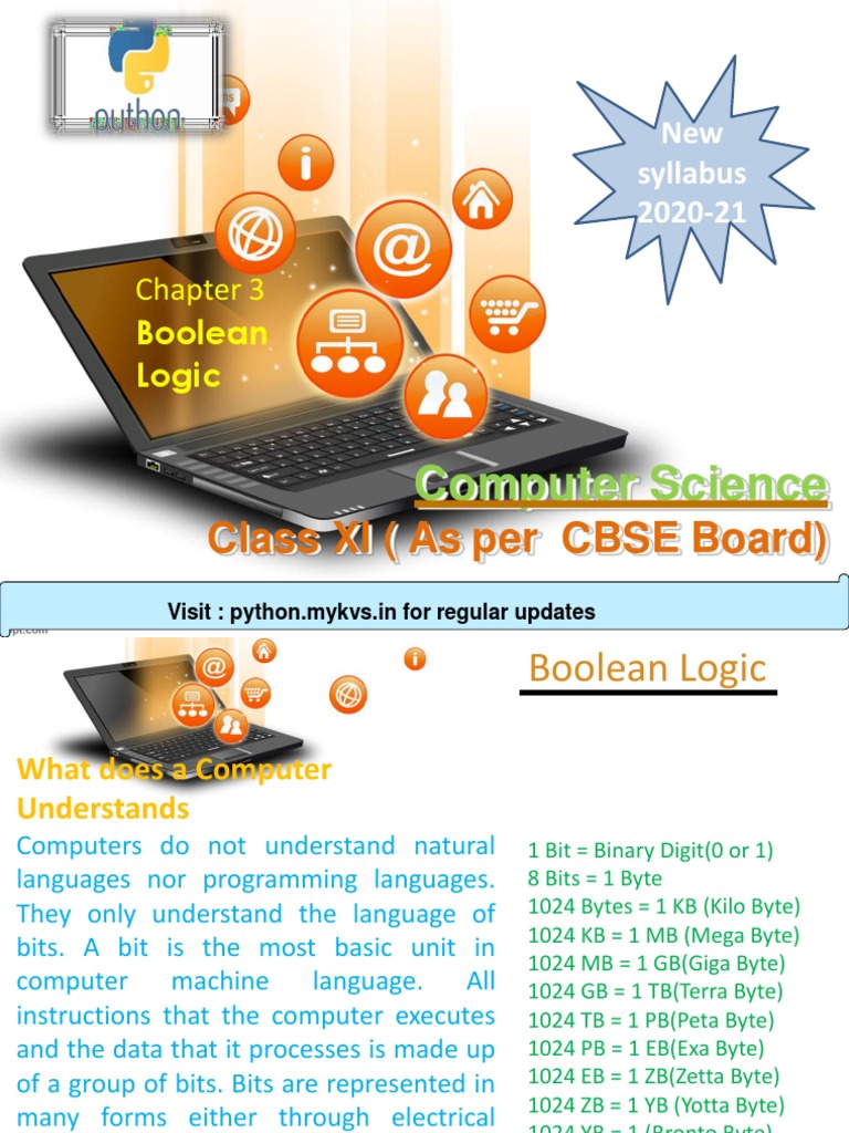 Class XI (As Per CBSE Board) : Computer Science | PDF | Boolean Algebra ...
