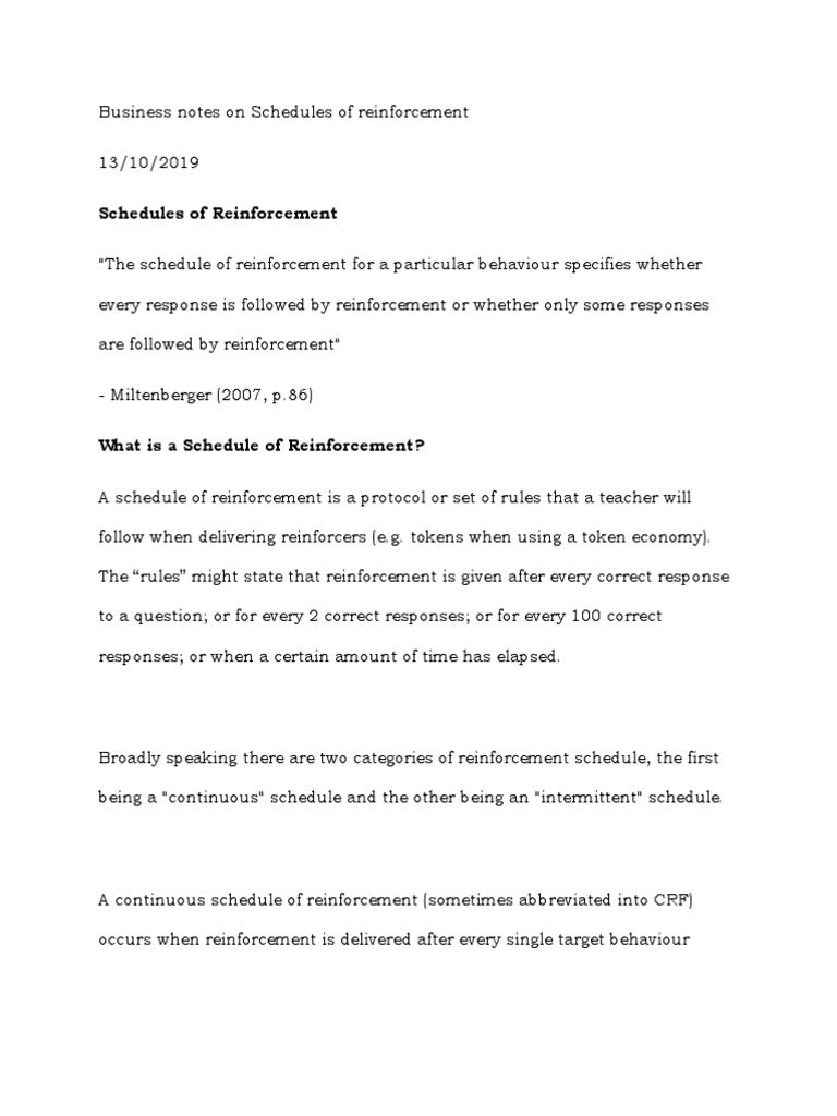 Schedules of Reinforcement | PDF | Reinforcement | Behavior Modification