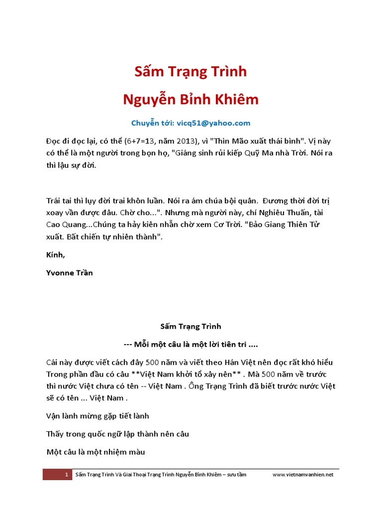 Sấm Trạng Trình Nguyễn Bỉnh Khiêm Pdf