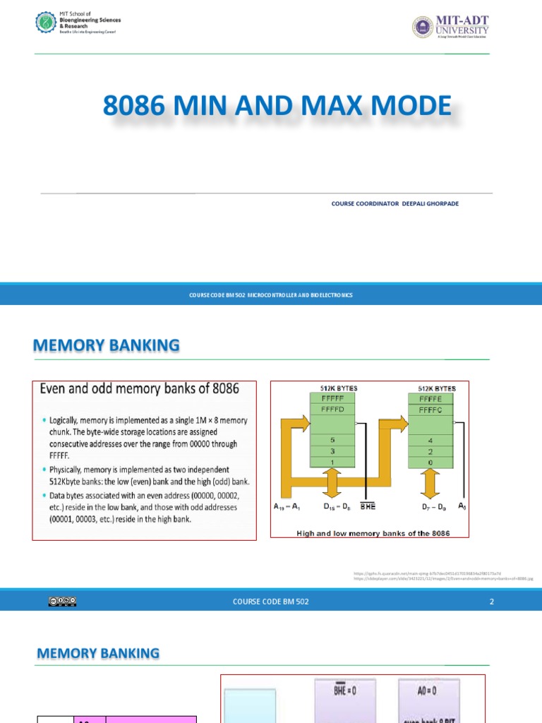 8086 Min and Max Mode: Course Code BM 502 Microcontroller and ...