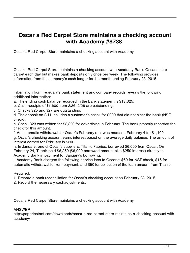 Oscar's Bank Reconciliation Guide | PDF | Transaction Account | Cheque