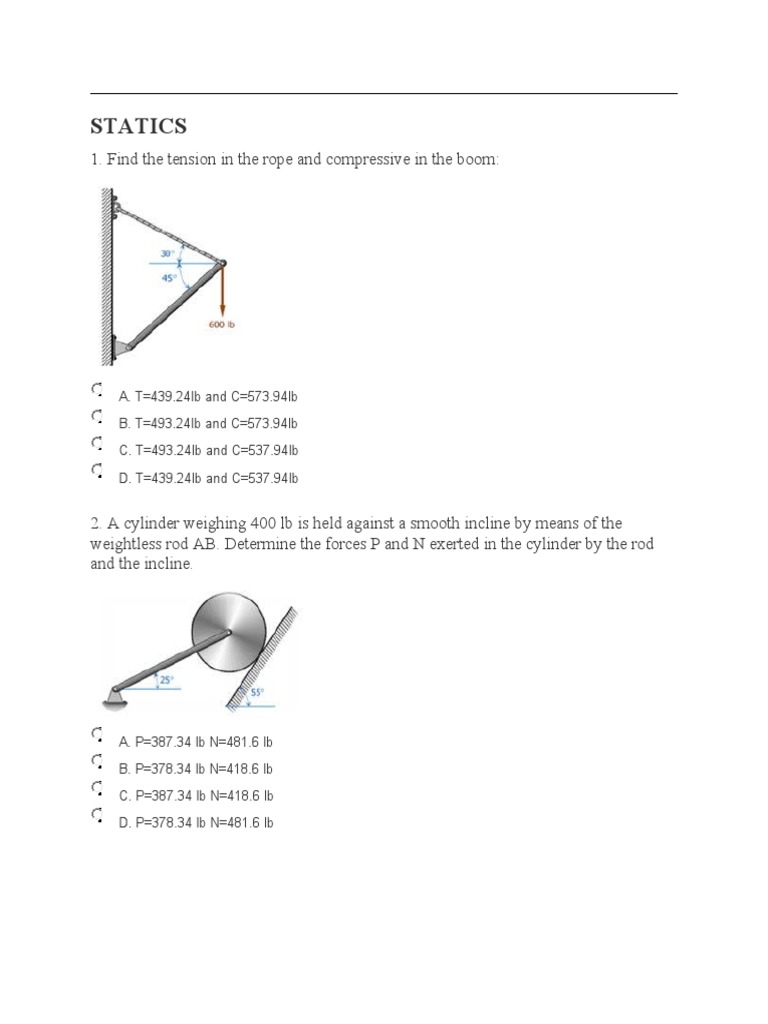 STATICS Quiz | PDF | Norm (Mathematics) | Force