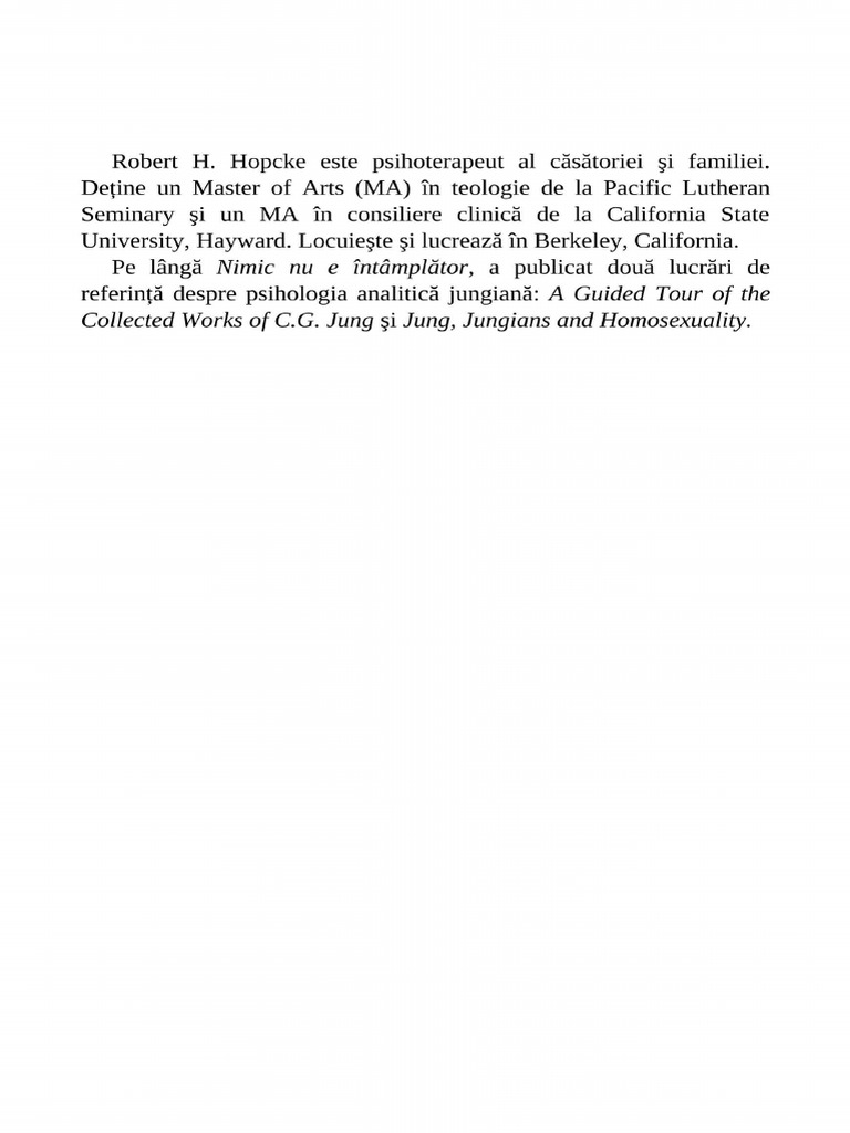 Nimic Nu e Intamplator - Robert H. Hopcke | PDF