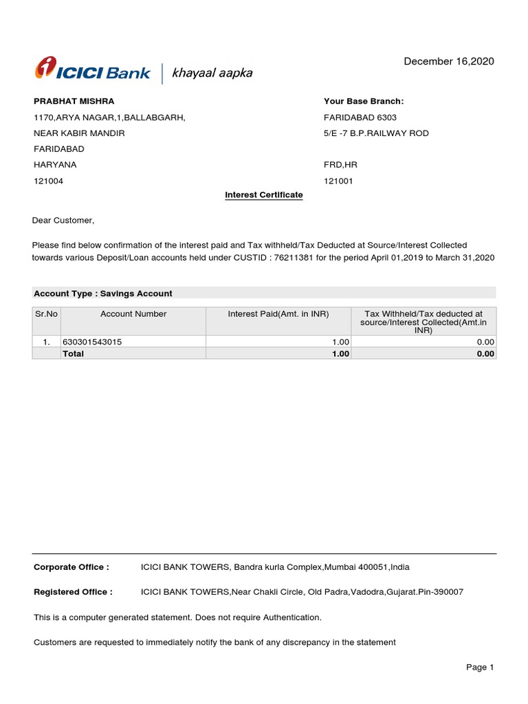 InterestCertificate Science 1 | PDF
