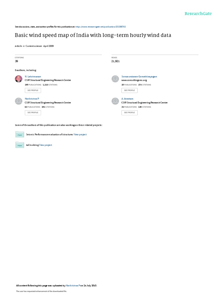 Basic Wind Speed Map of India With Long-Term Hourly Wind Data | PDF ...