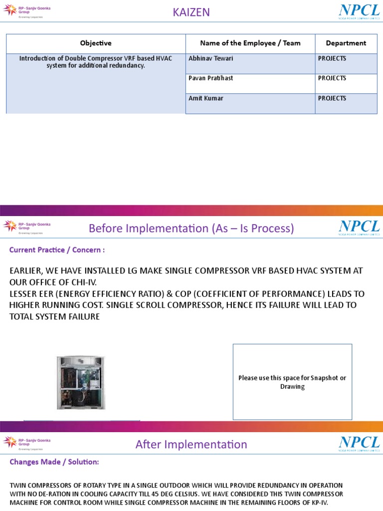Kaizen PPT For Double Compressor Based VRF | PDF | Home Appliance ...