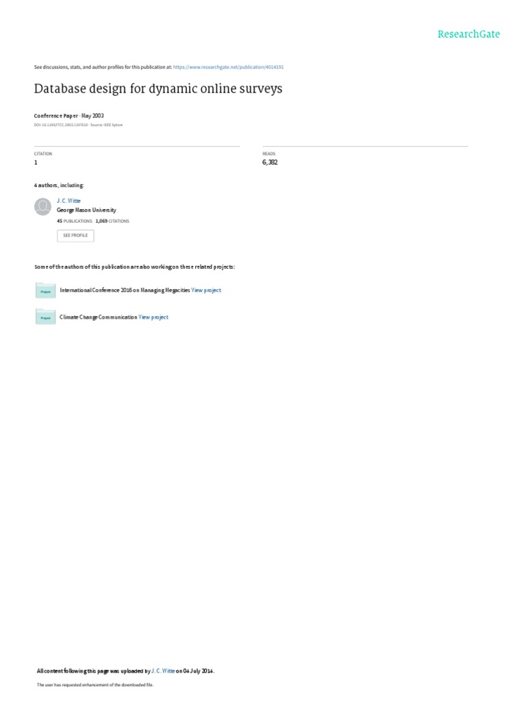 Database Design For Dynamic Online Surveys | PDF | Survey Methodology ...