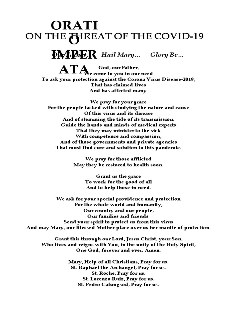 Oratio Imperata Against COVID-19 | PDF