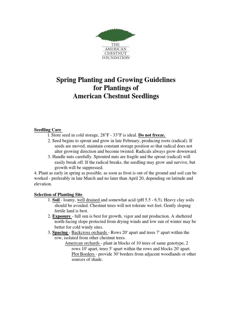 Spring Planting and Growing Guidelines For Plantings of American ...