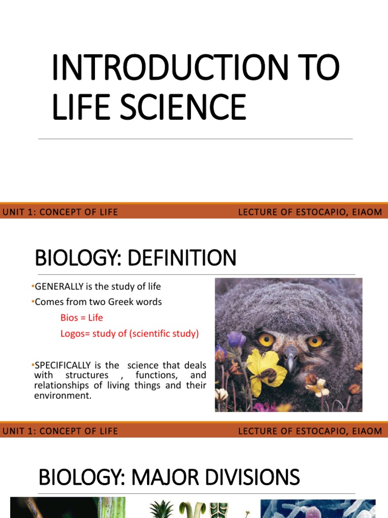 Introduction To Life Science: Unit 1: Concept of Life Lecture of ...