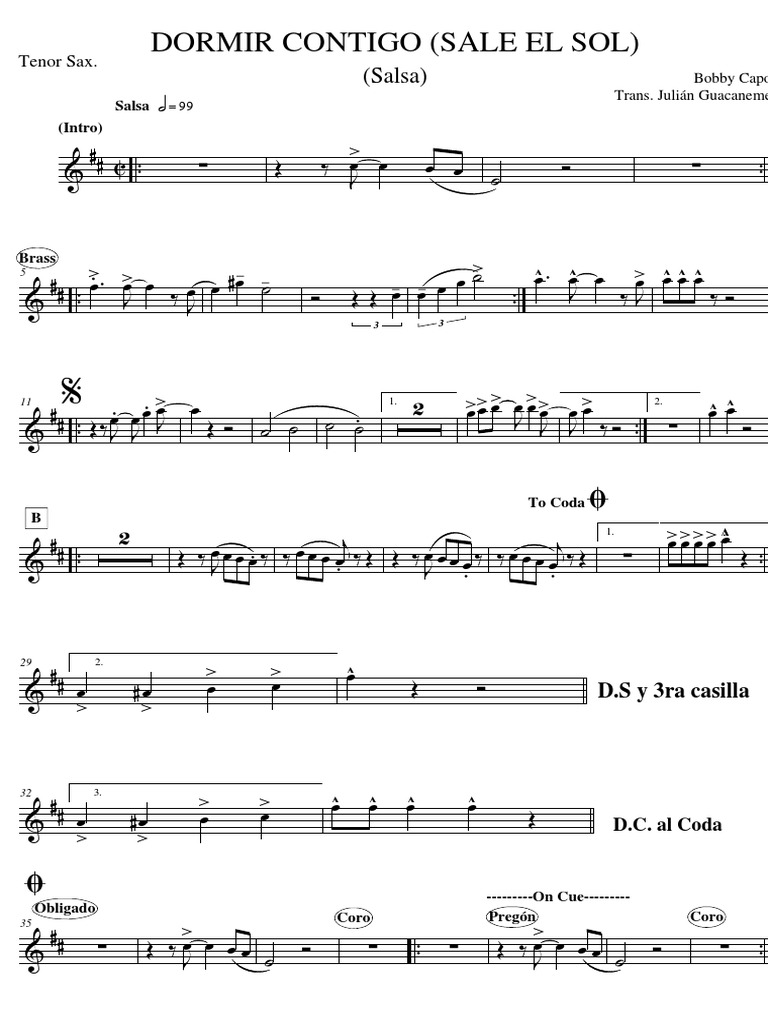 Sale El Sol - Tenor Sax | PDF