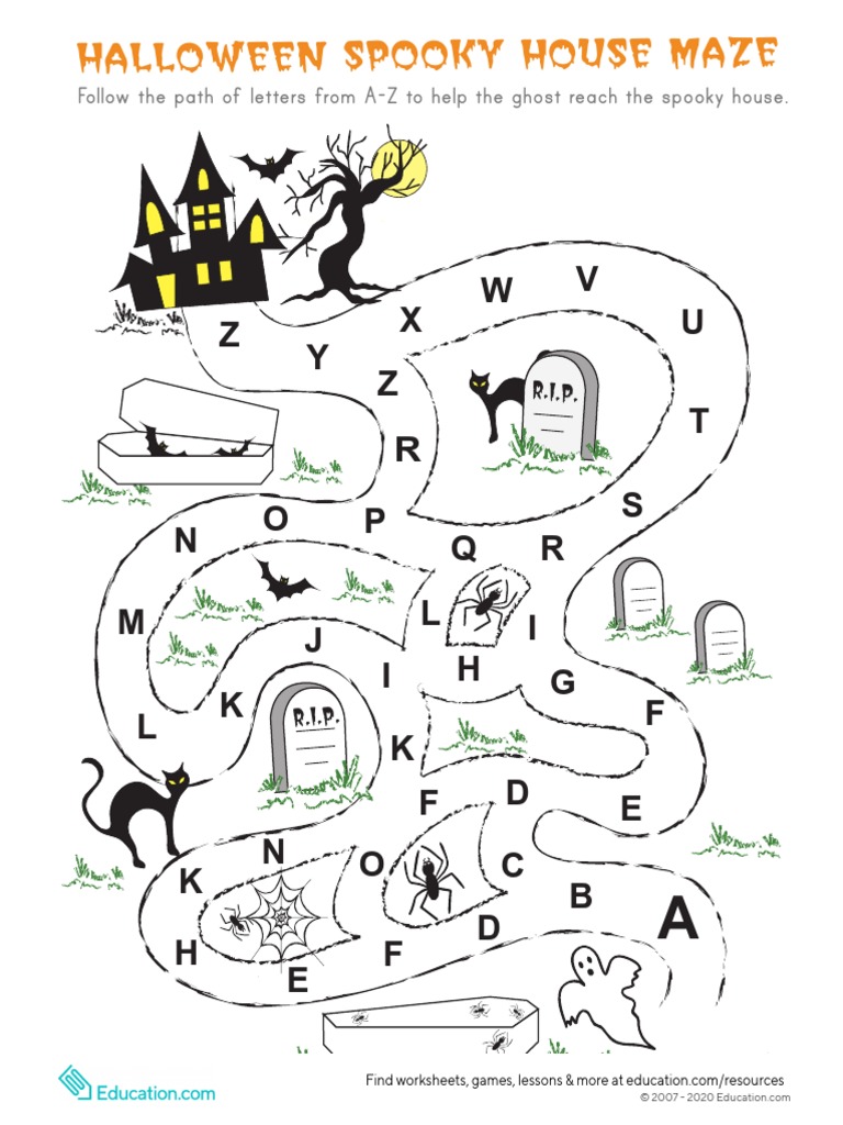 Halloween Spooky House Maze: Z Y X W V U | PDF