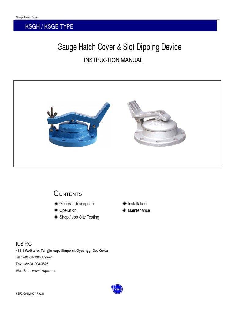 Gauge Hatch Cover & Slot Dipping Device: KSGH / Ksge Type | Download ...