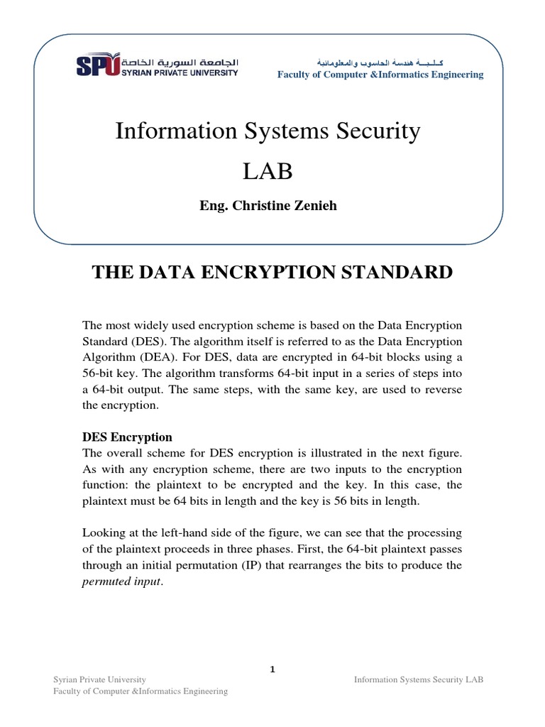 Information Systems Security LAB: The Data Encryption Standard | PDF ...