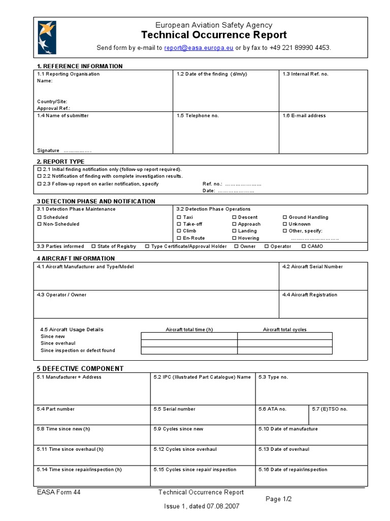 Aviation Safety Report Form | PDF | Aircraft | Aviation