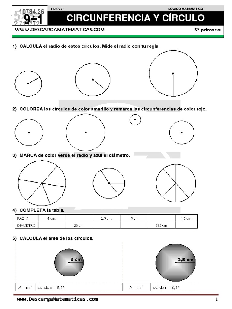 27 Circunferencia y Circulo Quinto de Primaria | PDF | Métodos y materiales de enseñanza