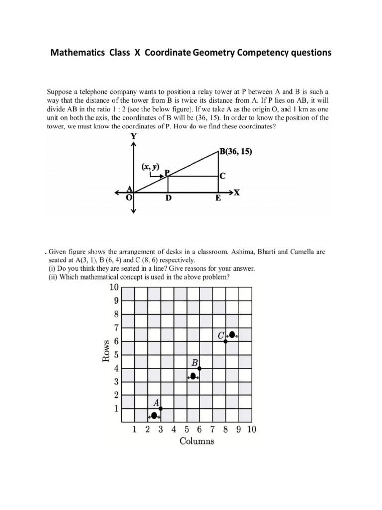 Class X Math Coordinate Geometry Competency Based Questions | PDF