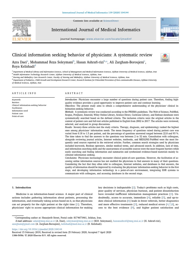 International Journal of Medical Informatics | PDF | Self-Improvement ...